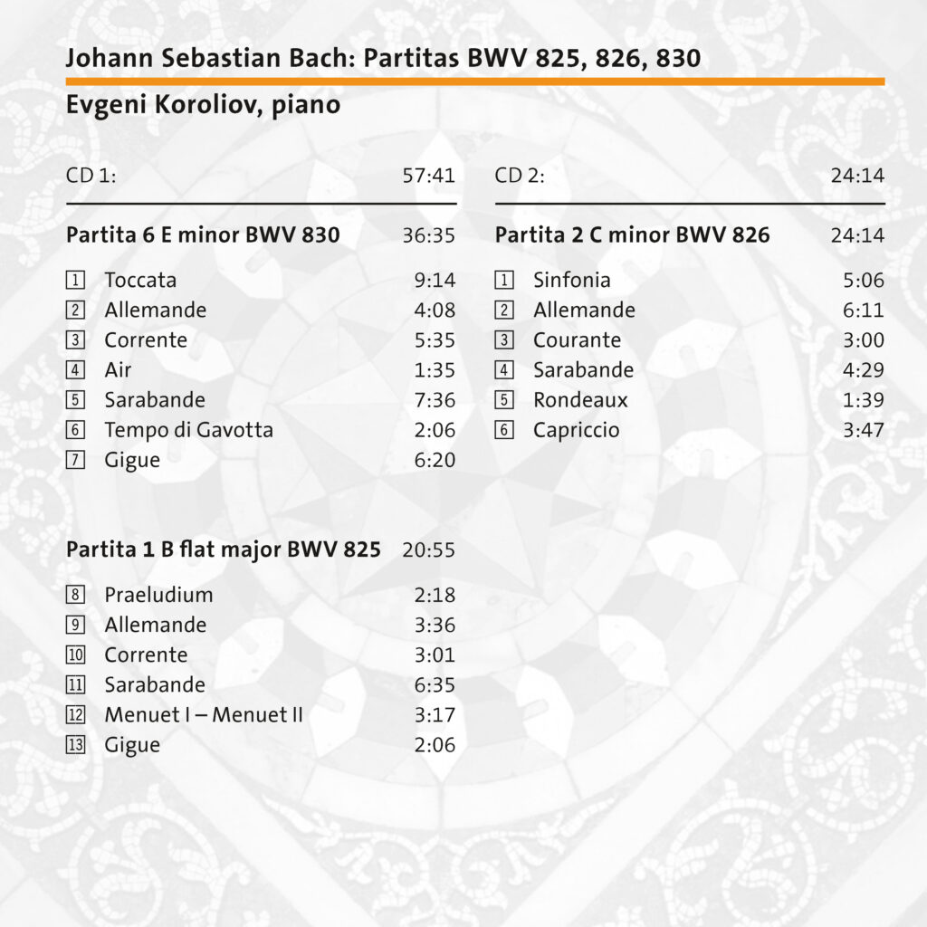 265 CD / Johann Sebastian Bach: Partitas Part 1 BWV 825, 826, 830 ...