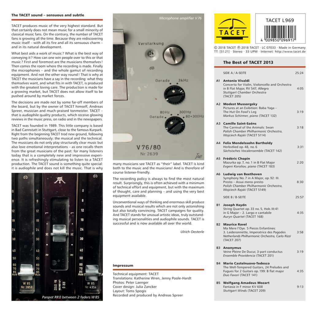 969 LP / The Best of TACET 2013 - TACET Musikproduktion